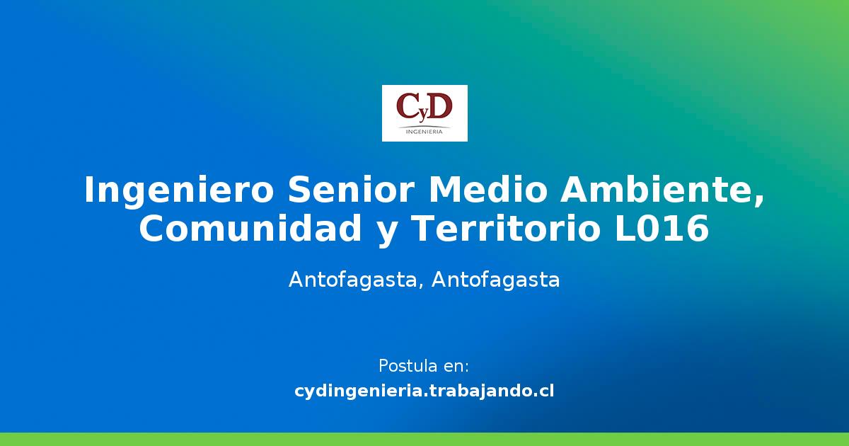 Ingeniero Senior Medio Ambiente, Comunidad y Territorio L016 - Trabajando.com