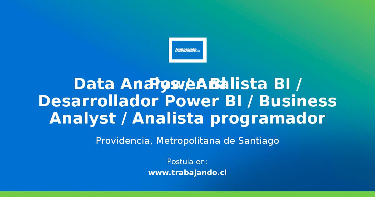 Data Analys / Analista BI / Desarrollador Power BI / Business Analyst / Analista programador ...