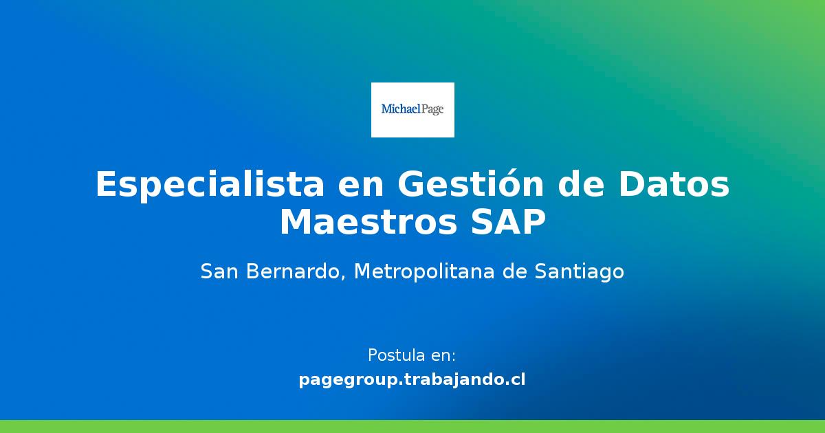Especialista Master Data SAP - por proyecto - Trabajando.com
